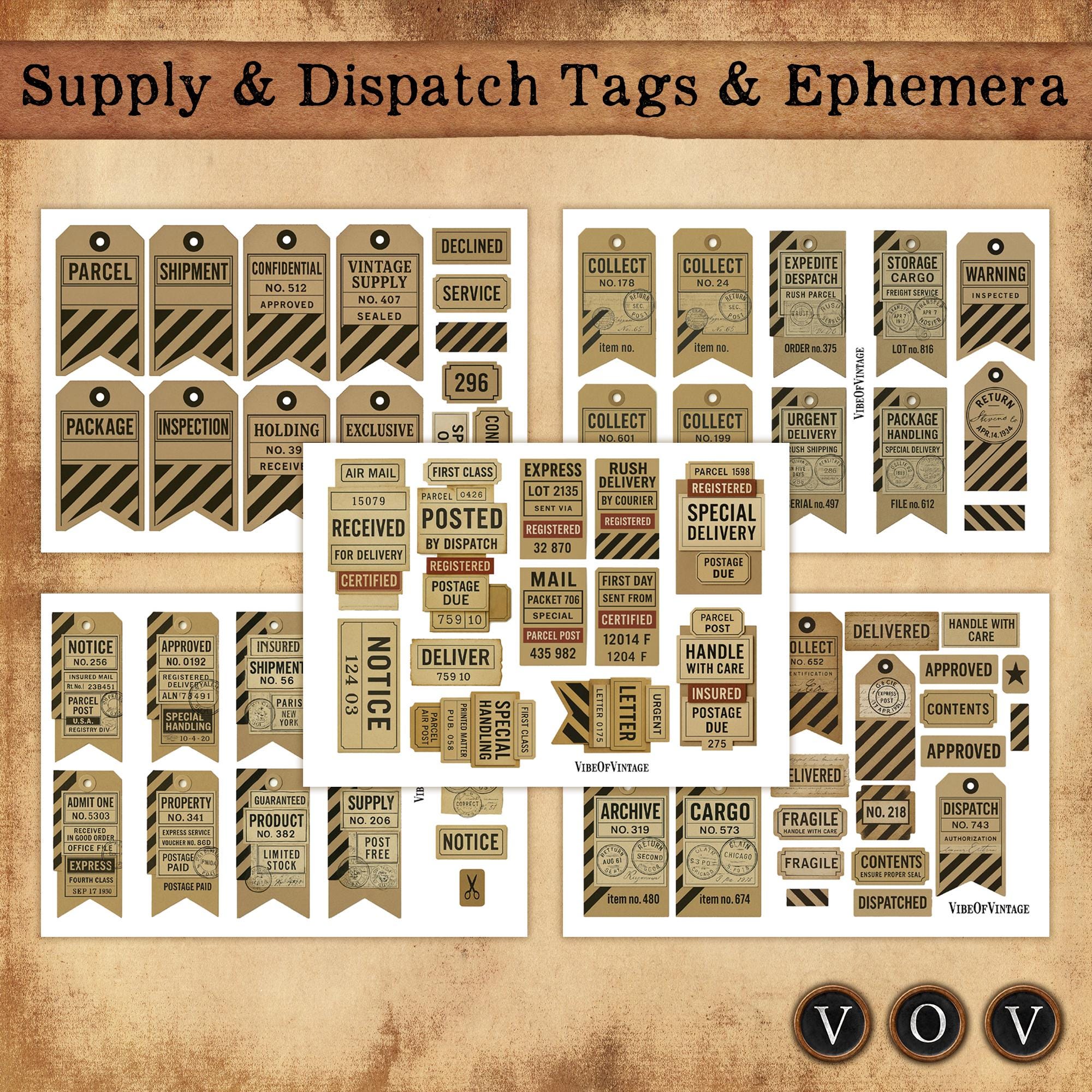 Vintage Supply & Dispatch Tags: Junk Journal Ephemera (digital Download ...