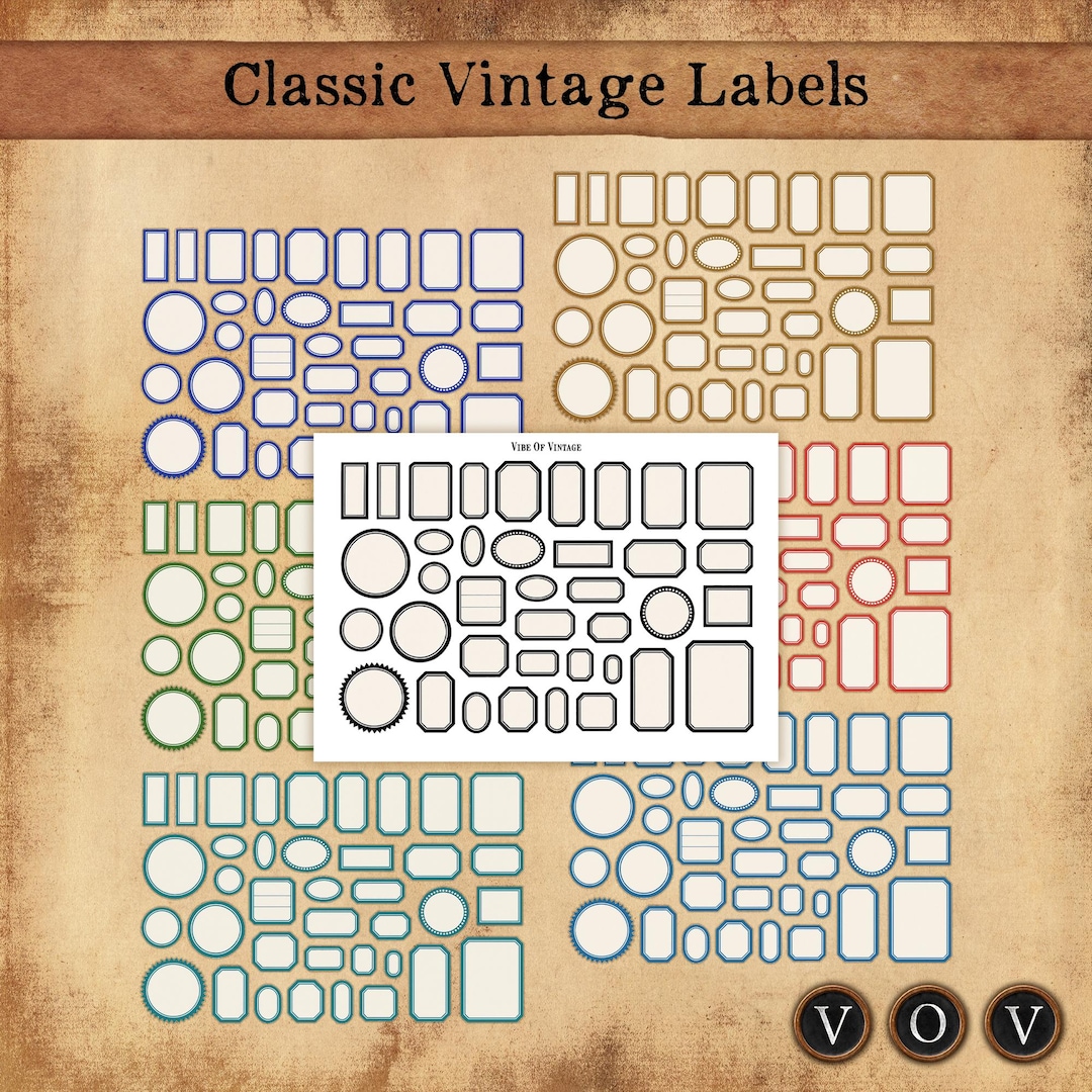 Vintage Labels Printable Set: Retro Ephemera for Junk Journals (PNG ...