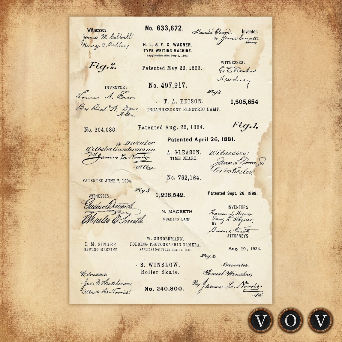 Patent Archives, Tear Away Sheet Fussy Cut, Signatures, Dates and ...
