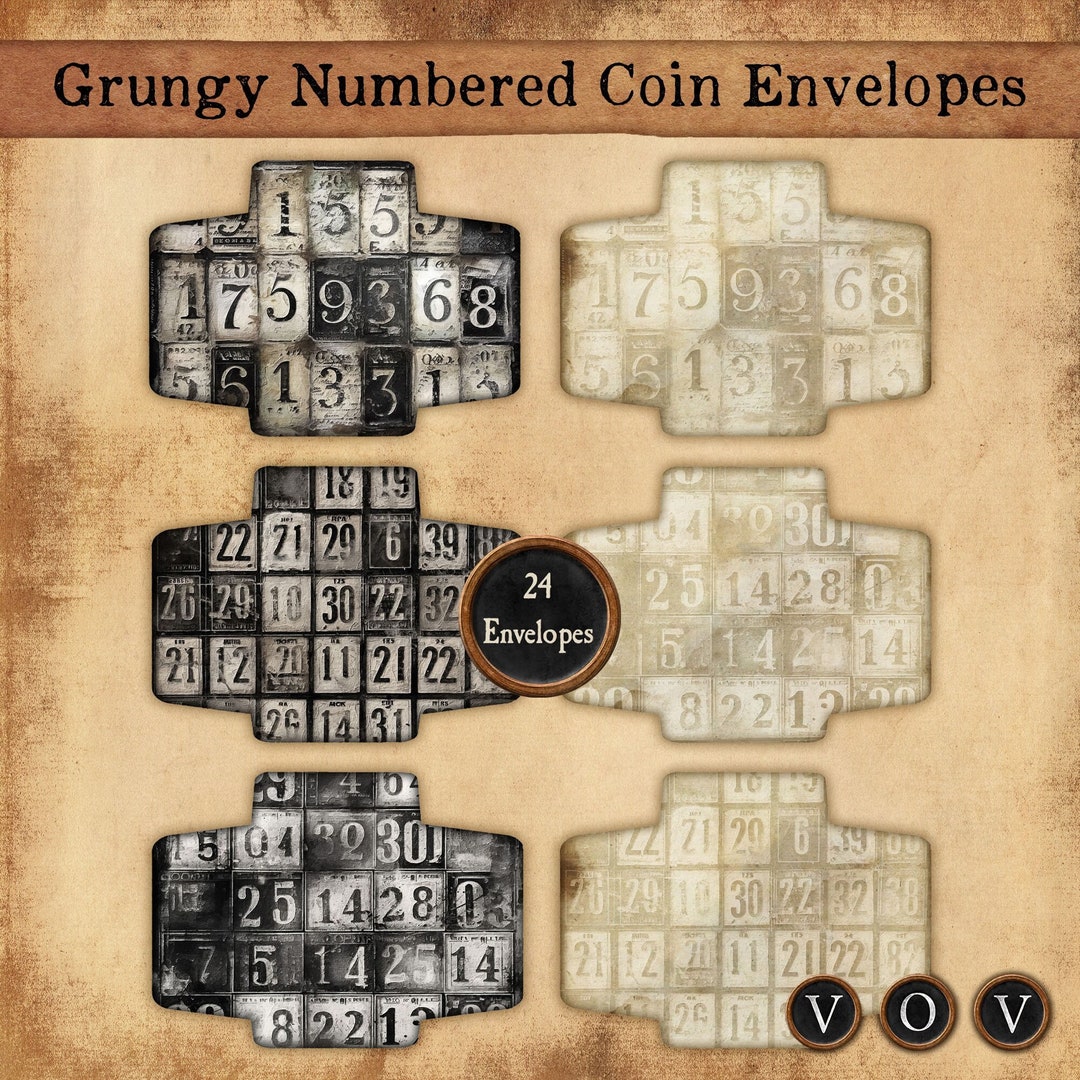 Grungy Numbered Coin Envelopes, Ephemera Storage, Penpal, Happy Mail ...