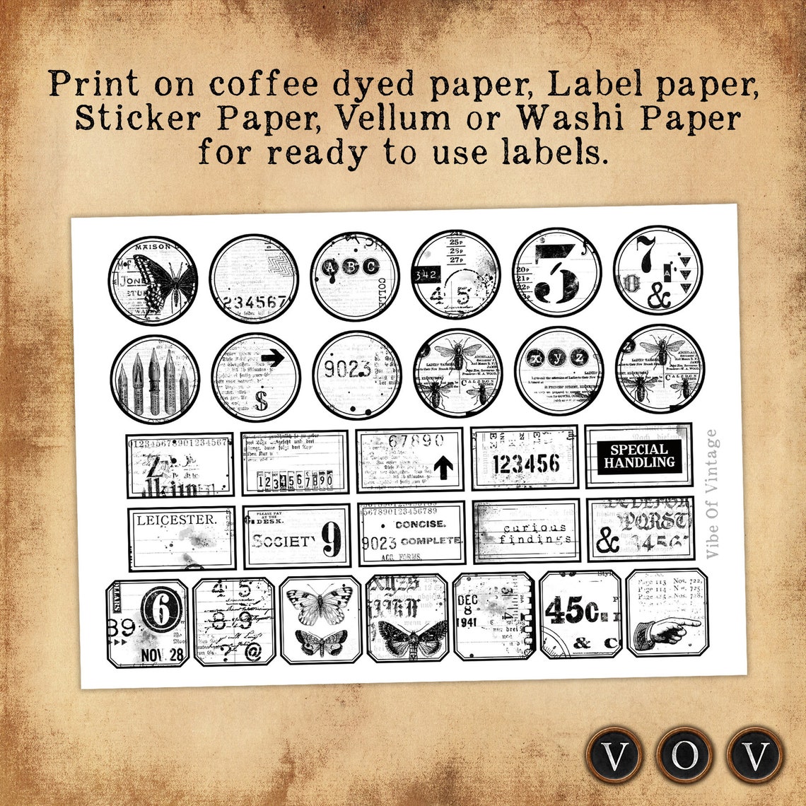 Ink Saver Labels Printable Stamp Labels Junk Journaling - Etsy
