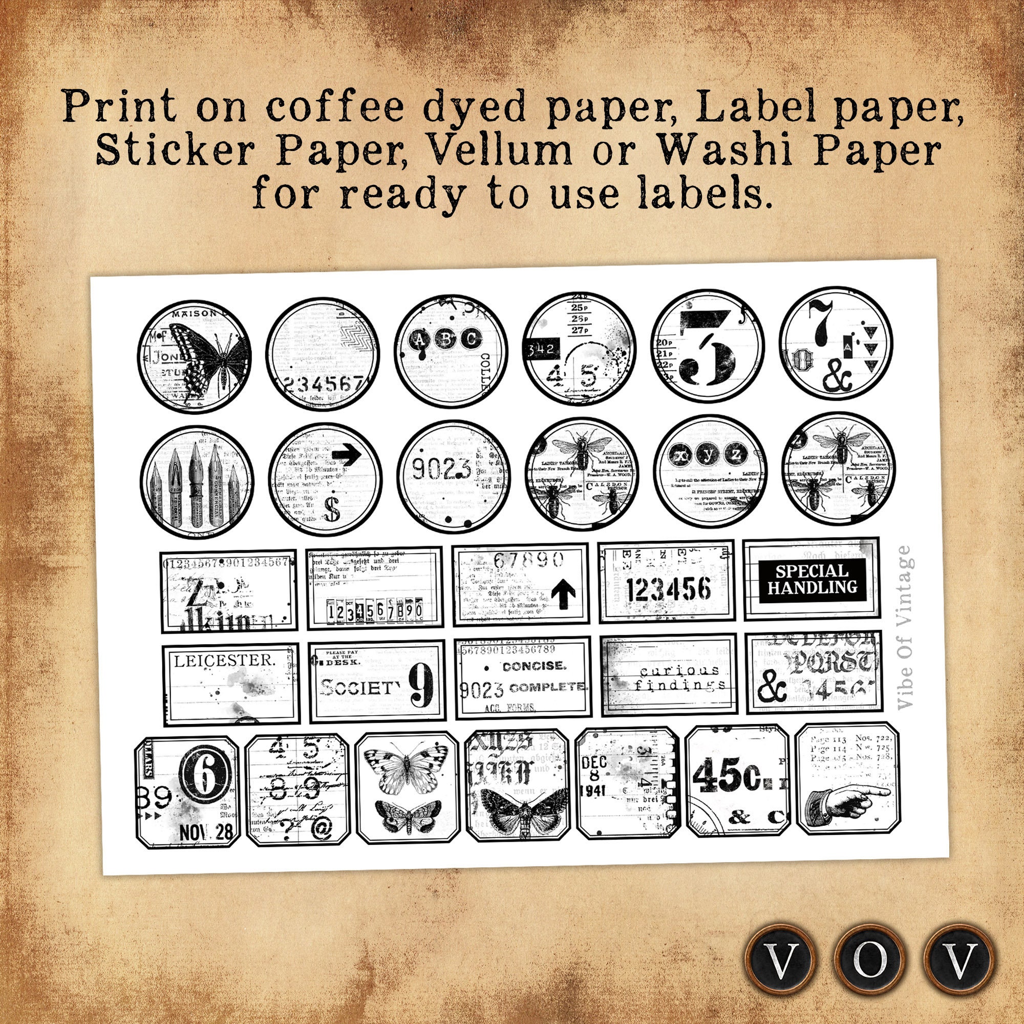 Ink Saver Labels Printable Stamp Labels Junk Journaling - Etsy