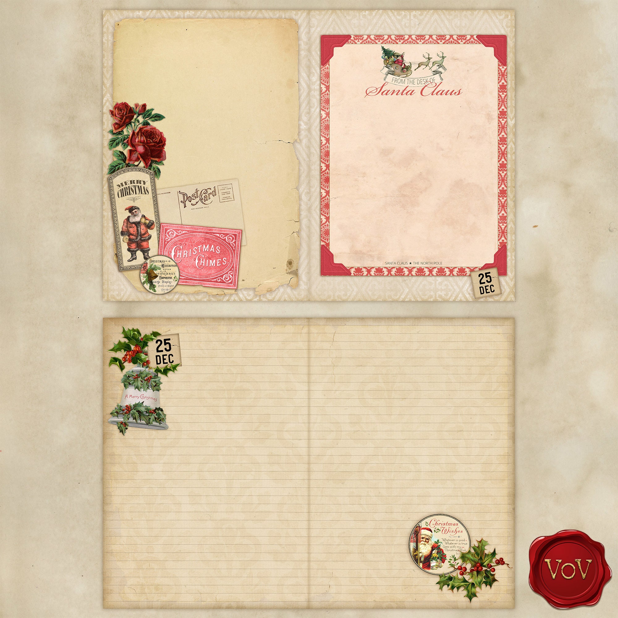Christmas Cheer Journal Kit ,journal Pages, Ephemera, Tags and More - Etsy
