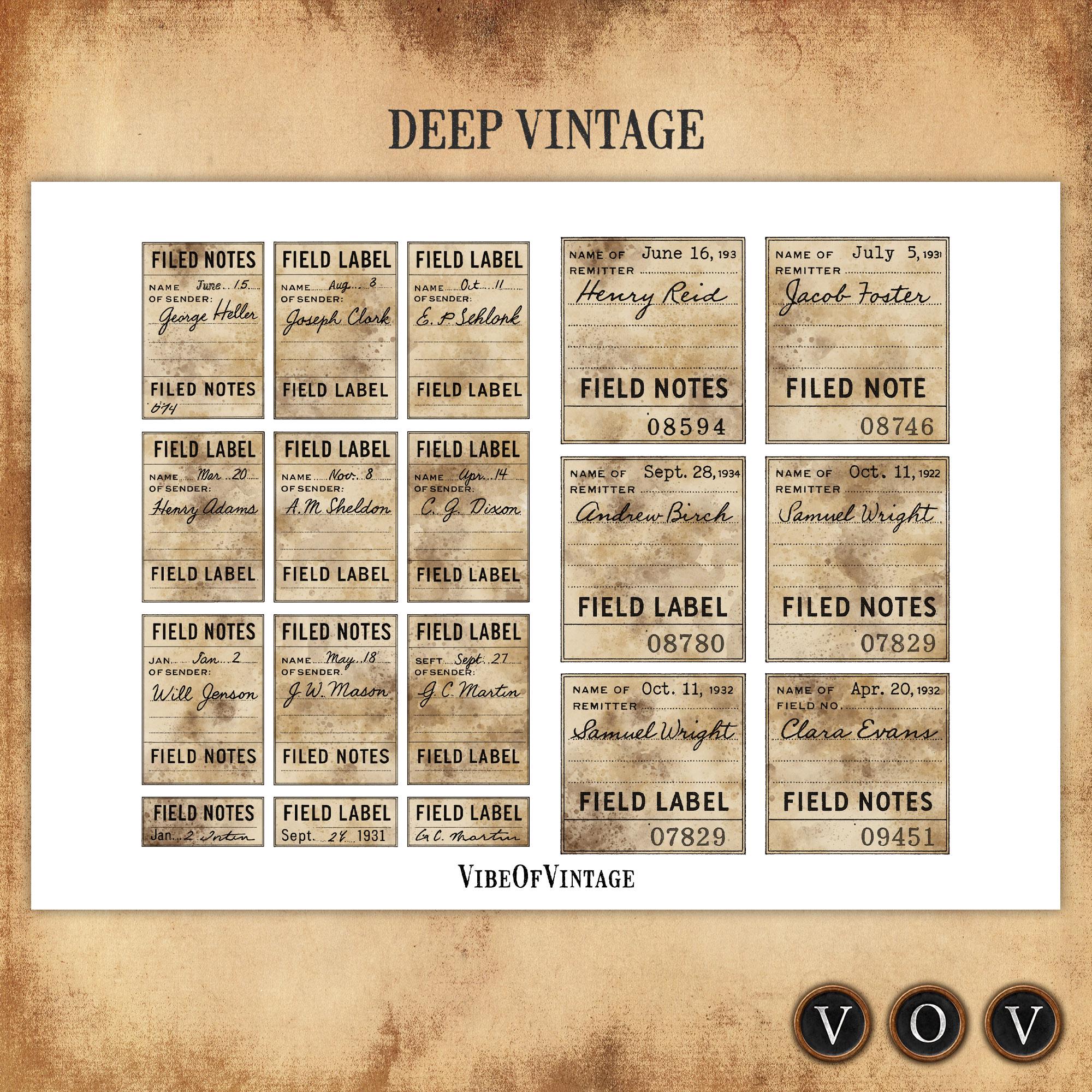 Vintage Field Notes Labels: Printable Ephemera Kit (digital Download ...