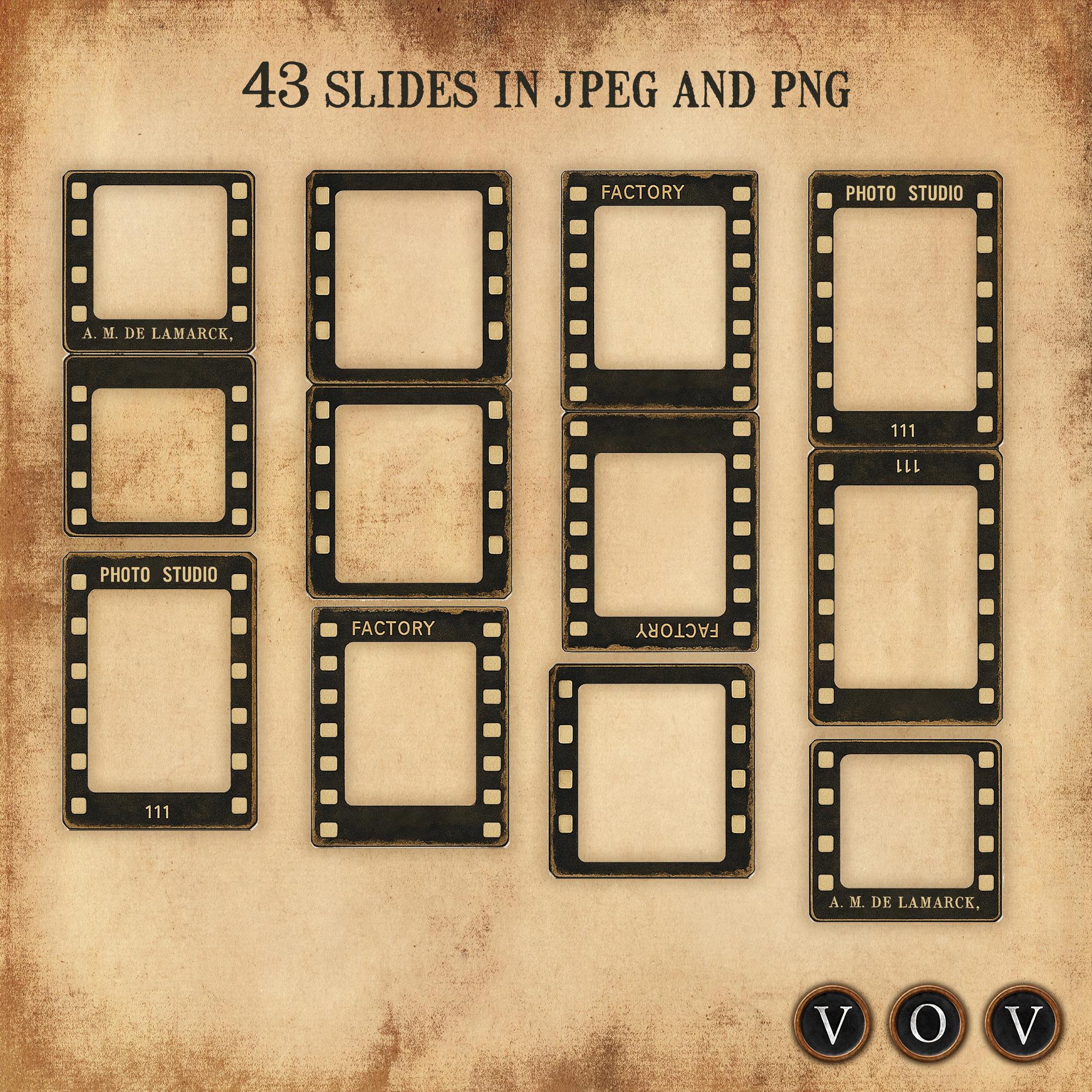 Vintage Photo Slide Frames: Printable Junk Journal Ephemera (JPEG + PNG ...