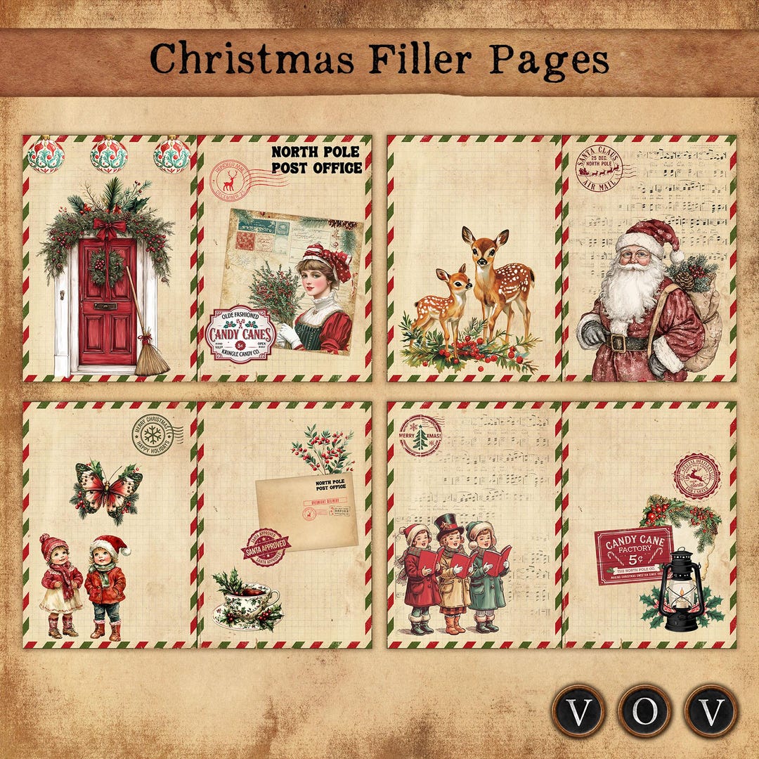 Christmas Journal Filler Pages, Printable Papers, Junk Journaling ...