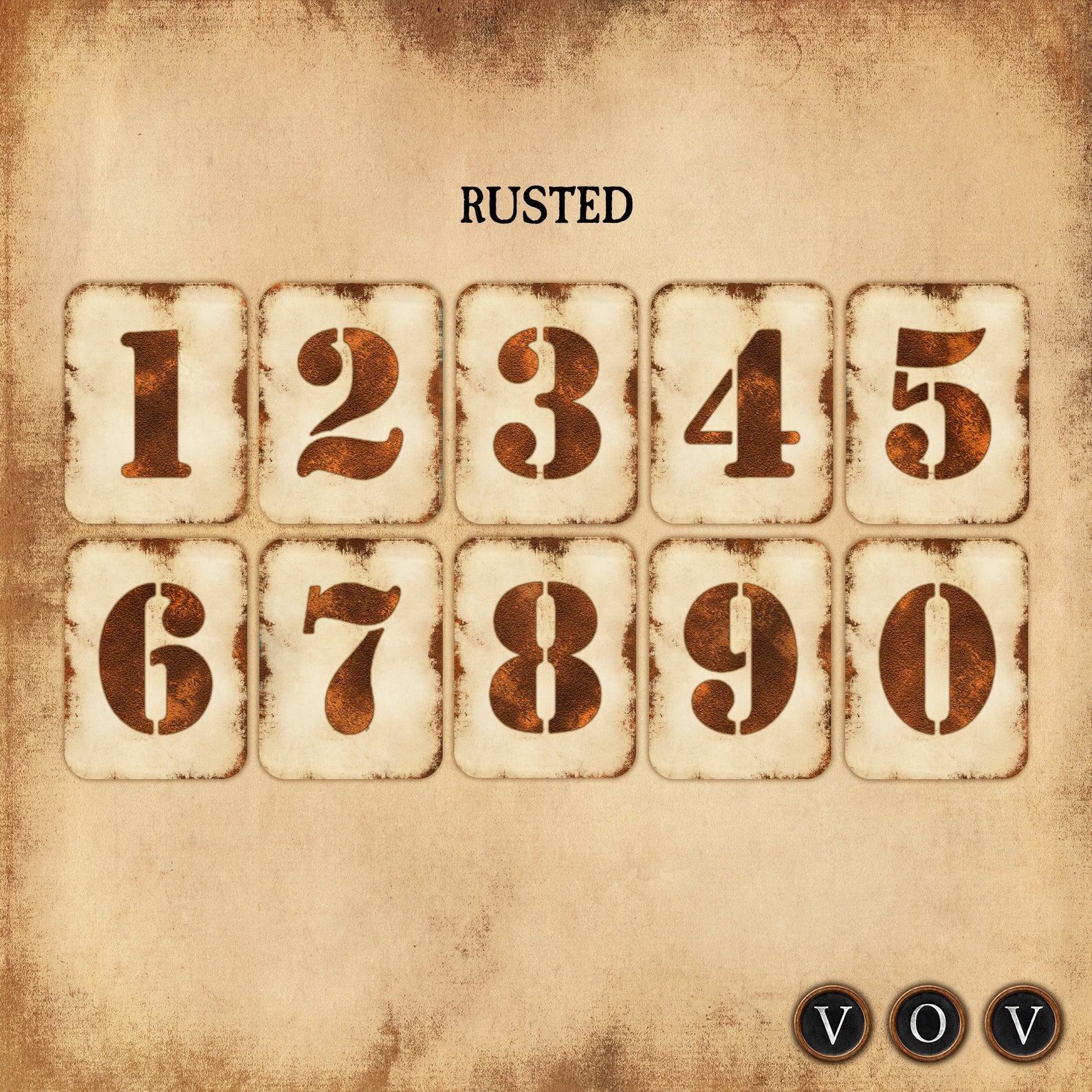 Rusted Grunge Number Labels Compatible With Cutting Machines for Junk ...