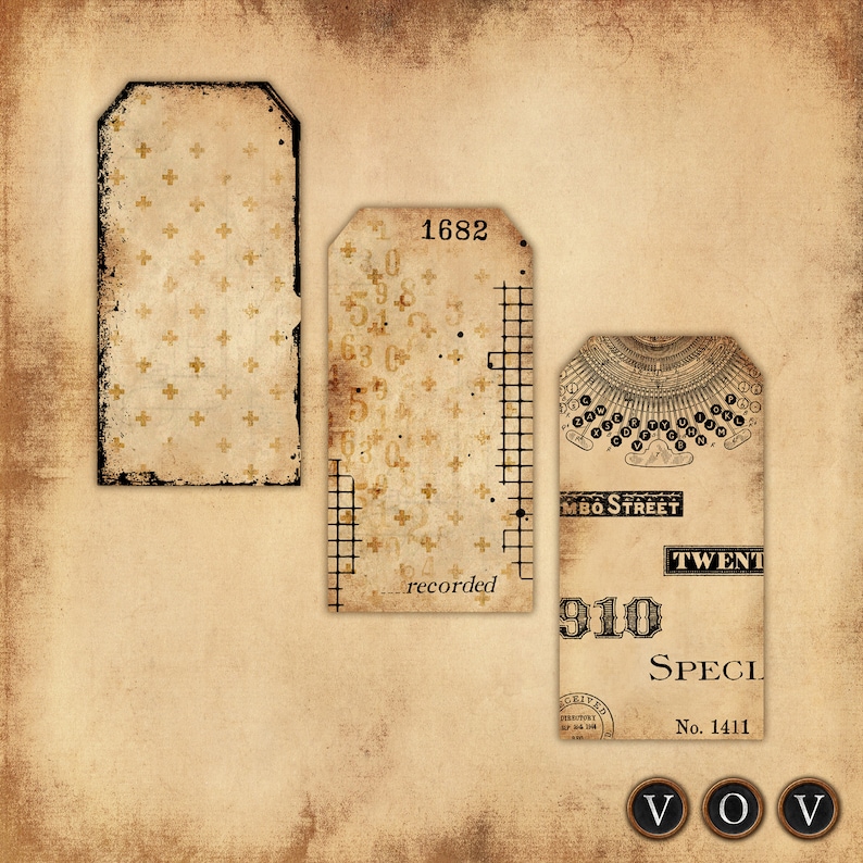 Grungy Tags Vintage Tags Tag Set Set of 6 Vintage Grunge - Etsy