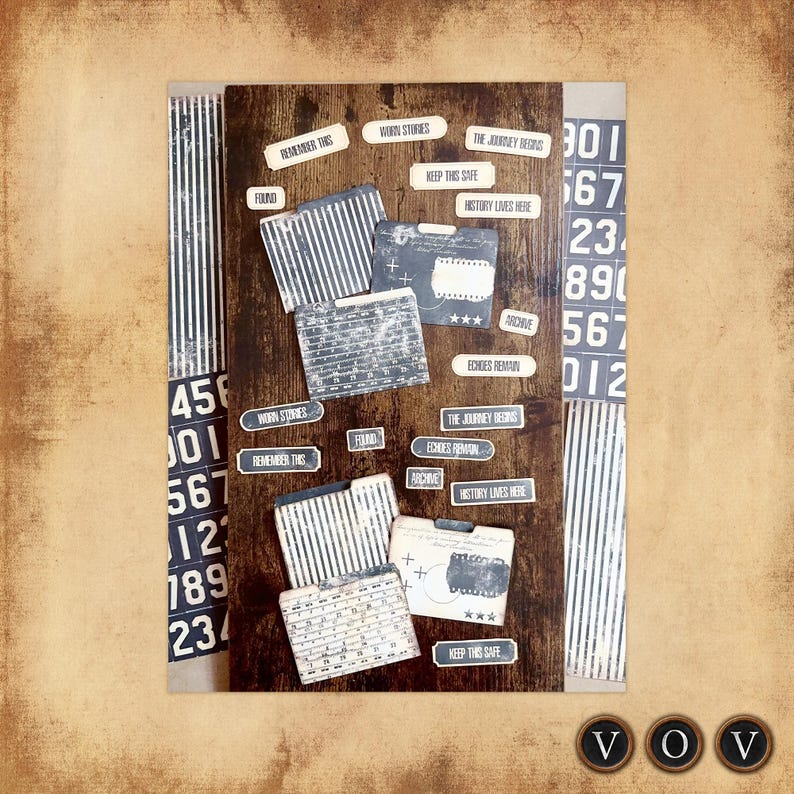 Neutral Grunge Mini File Folder Kit, Vintage Printable Folders With ...