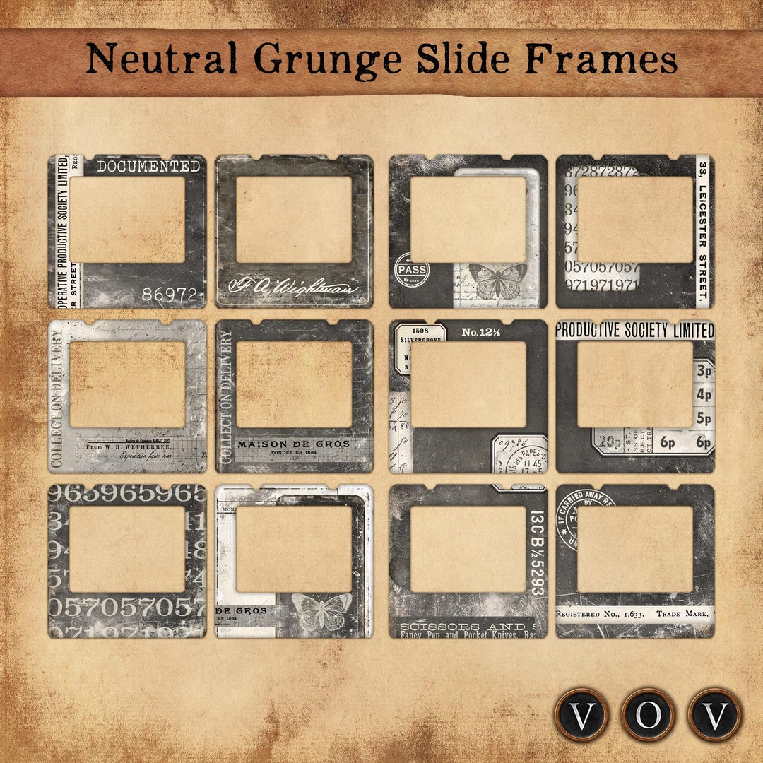Neutral Grunge Slide Frames—vintage Printable Photo Frames | Junk ...