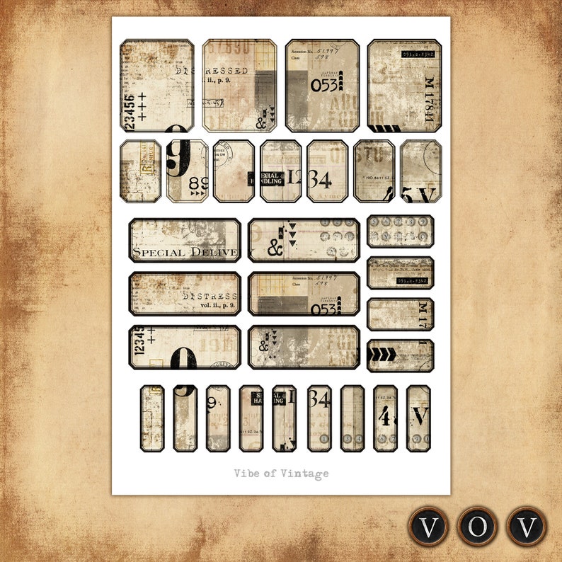 Industrial Grunge Labels, Printable Labels, Junk Journaling, Vintage ...