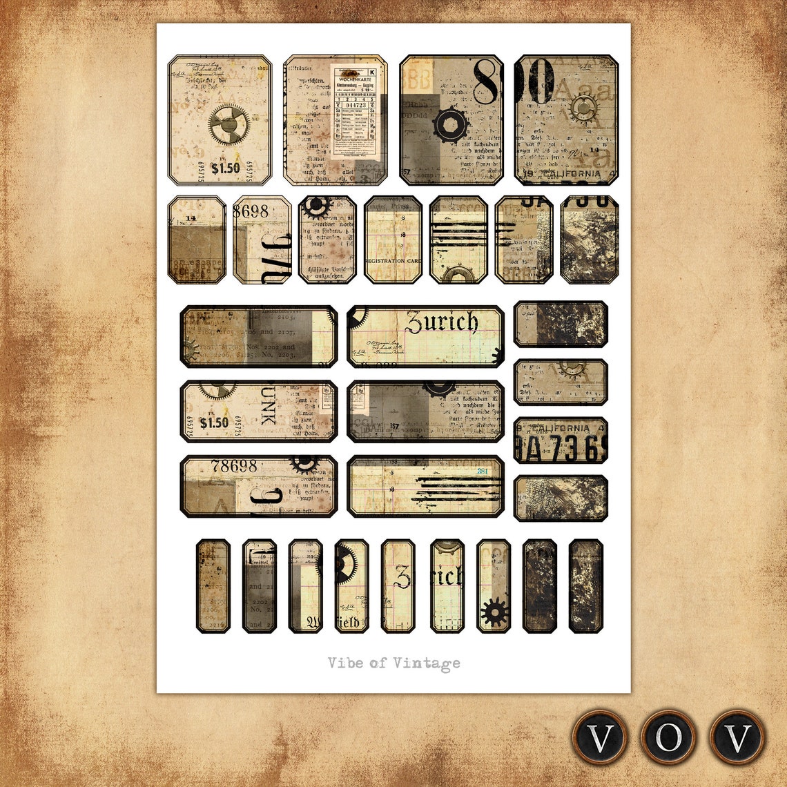 Industrial Grunge Labels Printable Labels Junk Journaling - Etsy