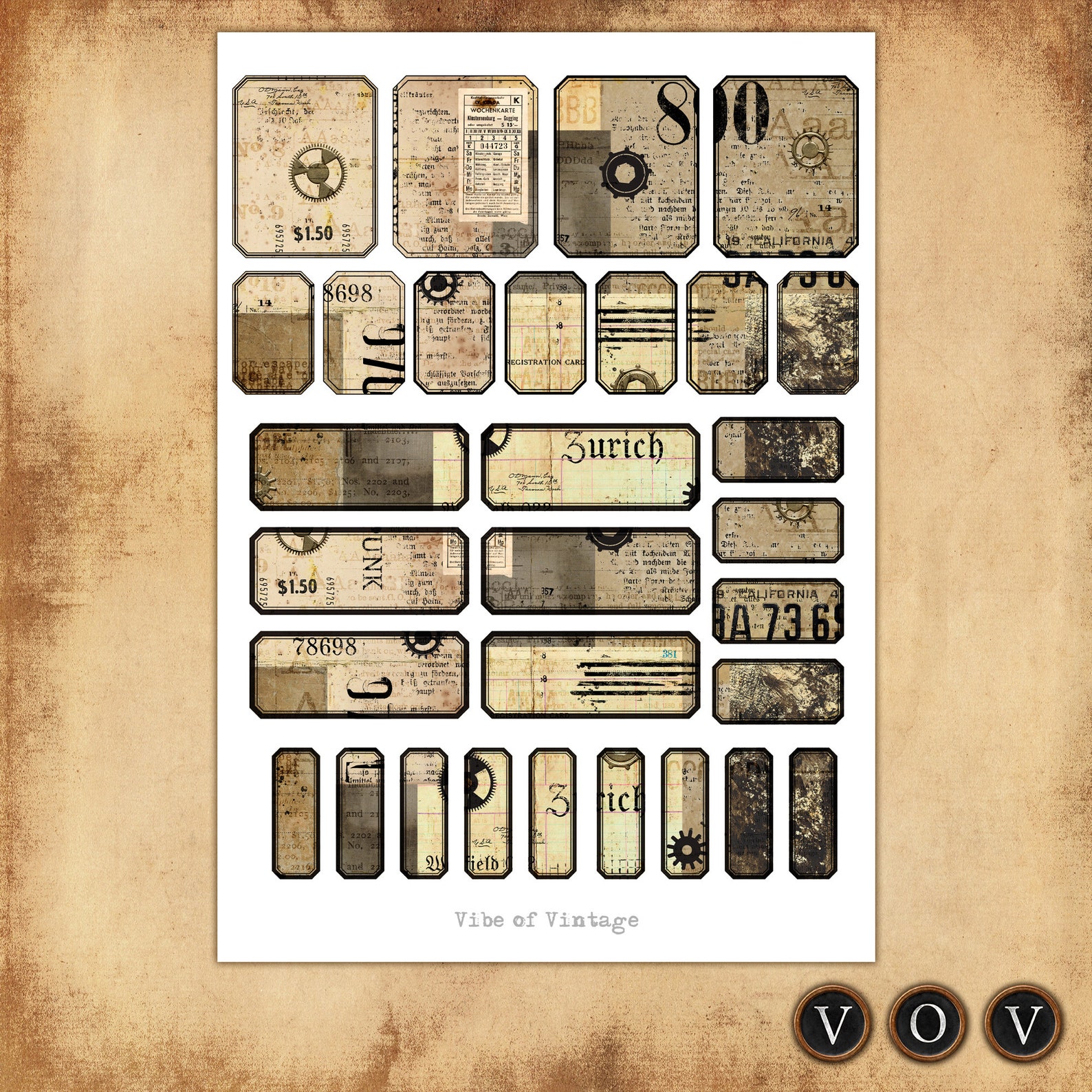 Industrial Grunge Labels, Printable Labels, Junk Journaling, Vintage ...