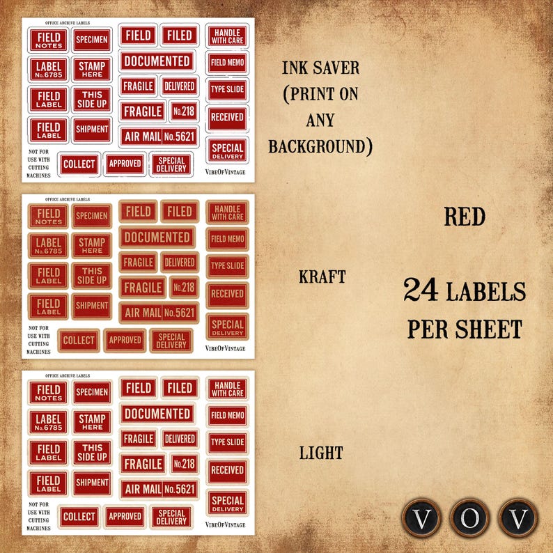 Vintage Office Archive Labels: Junk Journal Ephemera (PDF Download) - Etsy