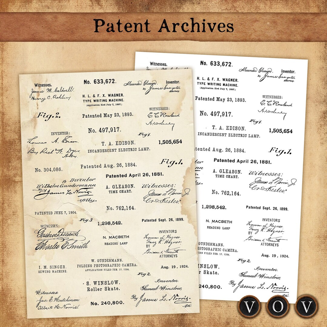 Patent Archives, Tear Away Sheet Fussy Cut, Signatures, Dates and ...