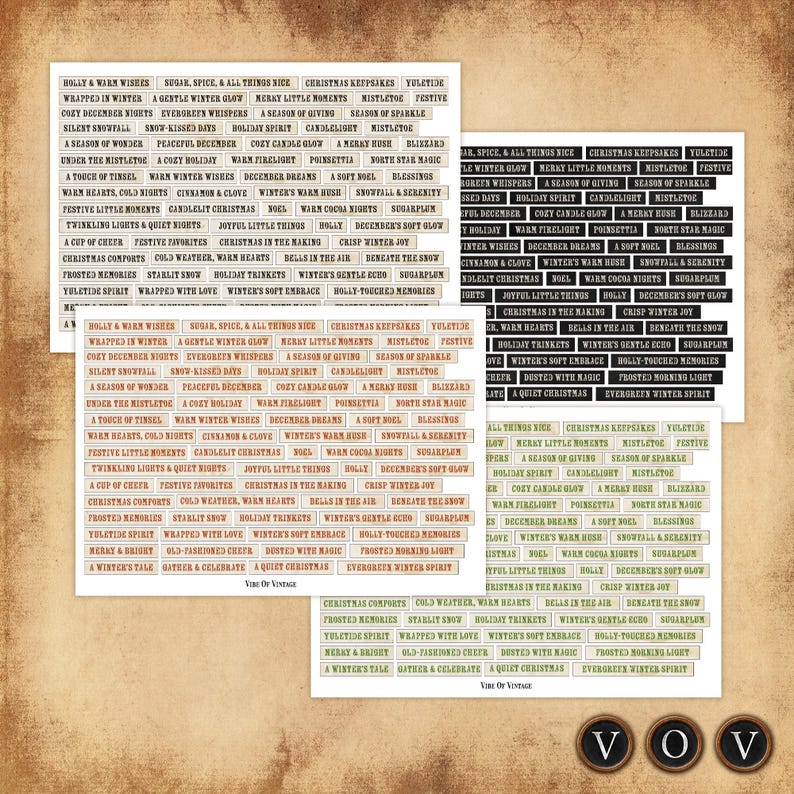 Soul Strips Christmas Collection • Vintage Holiday Word Labels ...