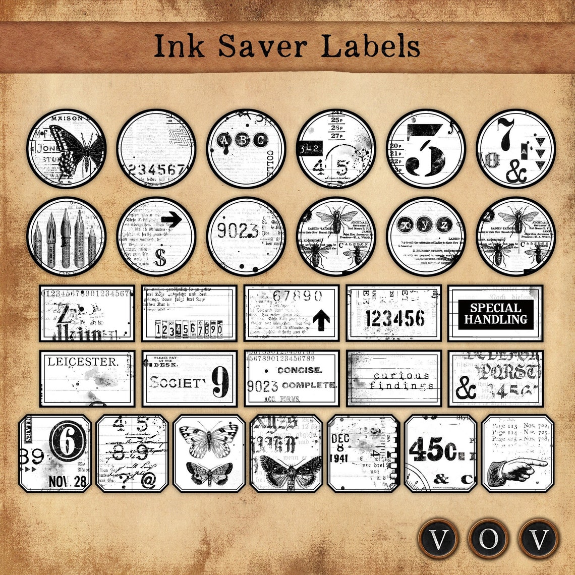 Ink Saver Labels Printable Stamp Labels Junk Journaling - Etsy
