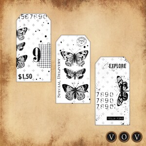 Grungy Ink Saver Tags, Vintage Tags, Tag Set, Set of 6 Vintage Grunge ...