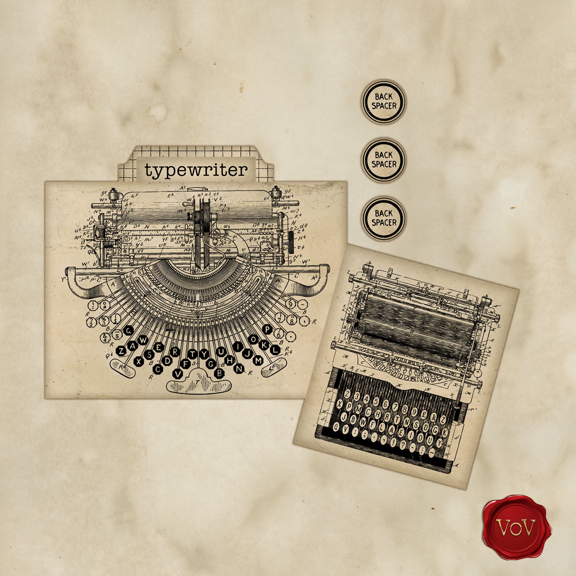 Printable Vintage Typewriter Pocket for Junk Journals - Etsy