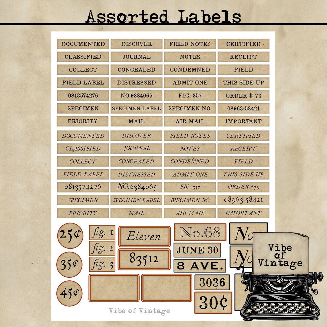 Assorted Labels for Junk Journals - Etsy