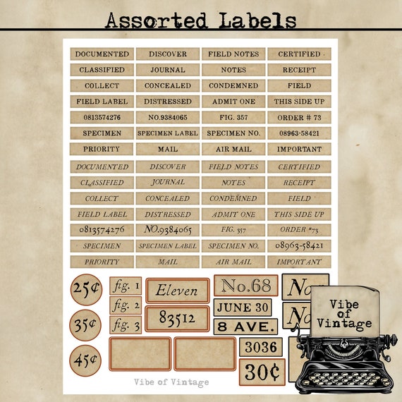 Assorted Labels for Junk Journals - Etsy