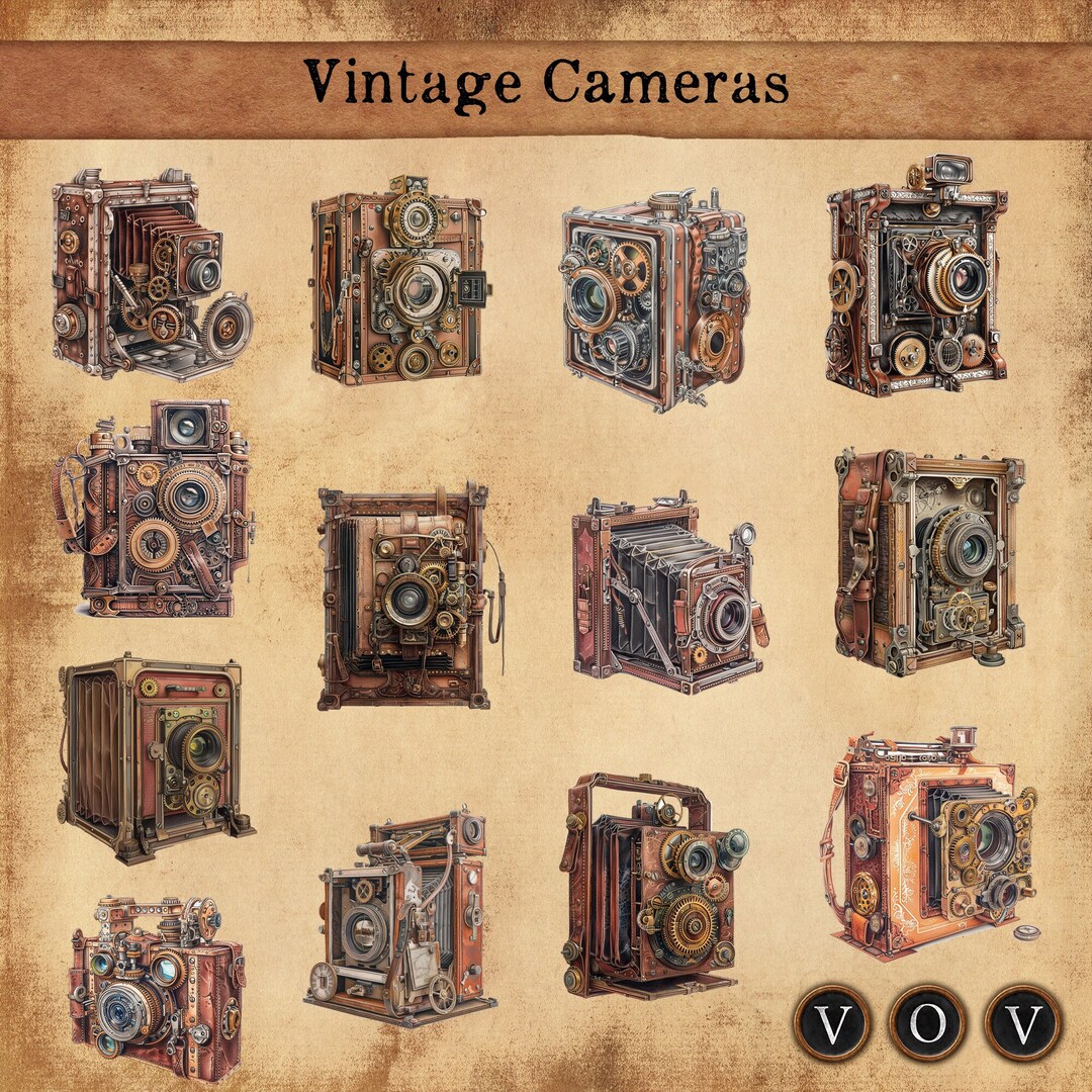 Vintage Cameras, Fussy Cut, Steampunk, Camera Illustrations, Retro ...