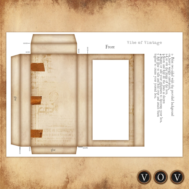 Vintage Box and Journal Cover, Mini Journal, Printable Boxes, Journal ...