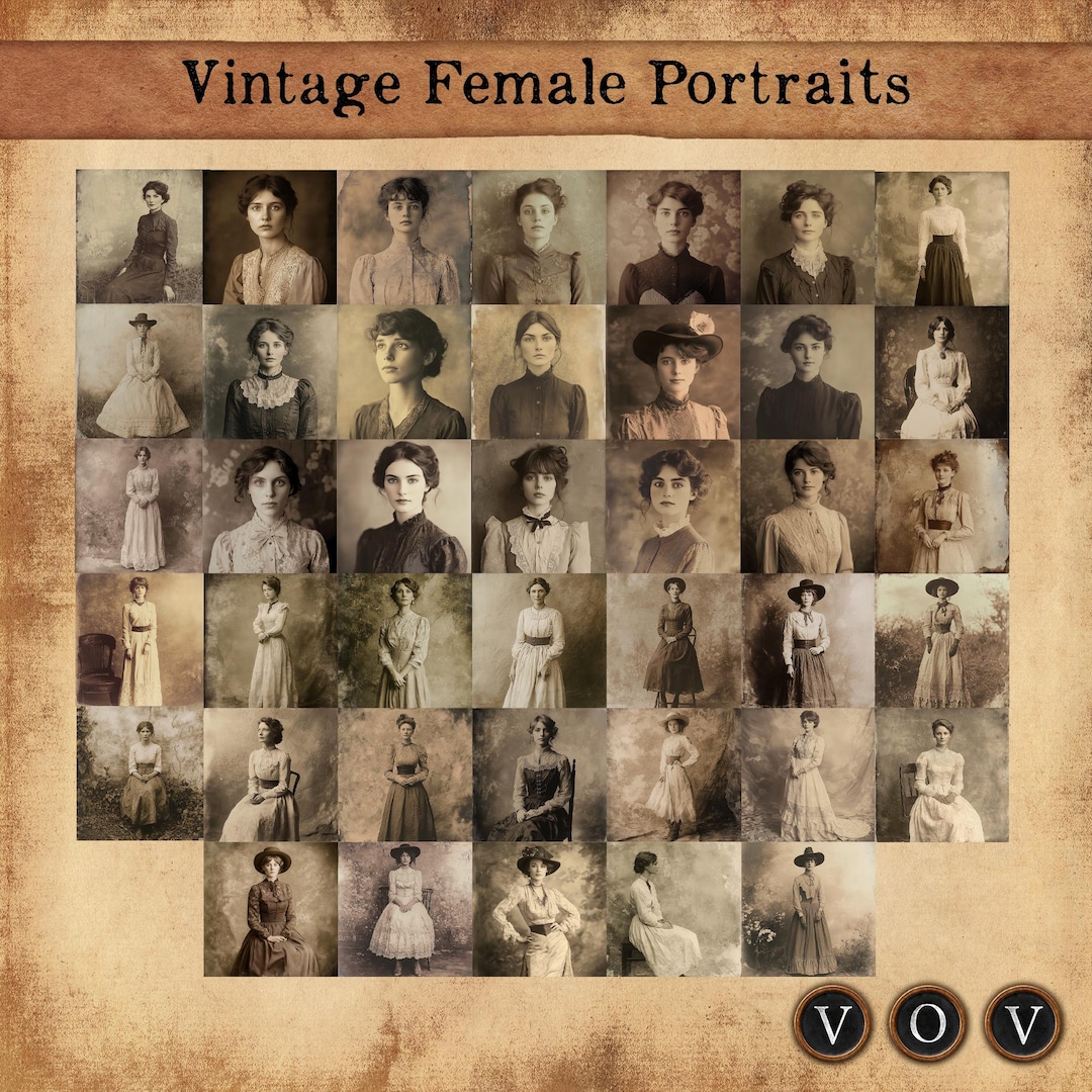 Vintage Female Portrait Tiles: Antique Photos 1900s-1930s (digital ...