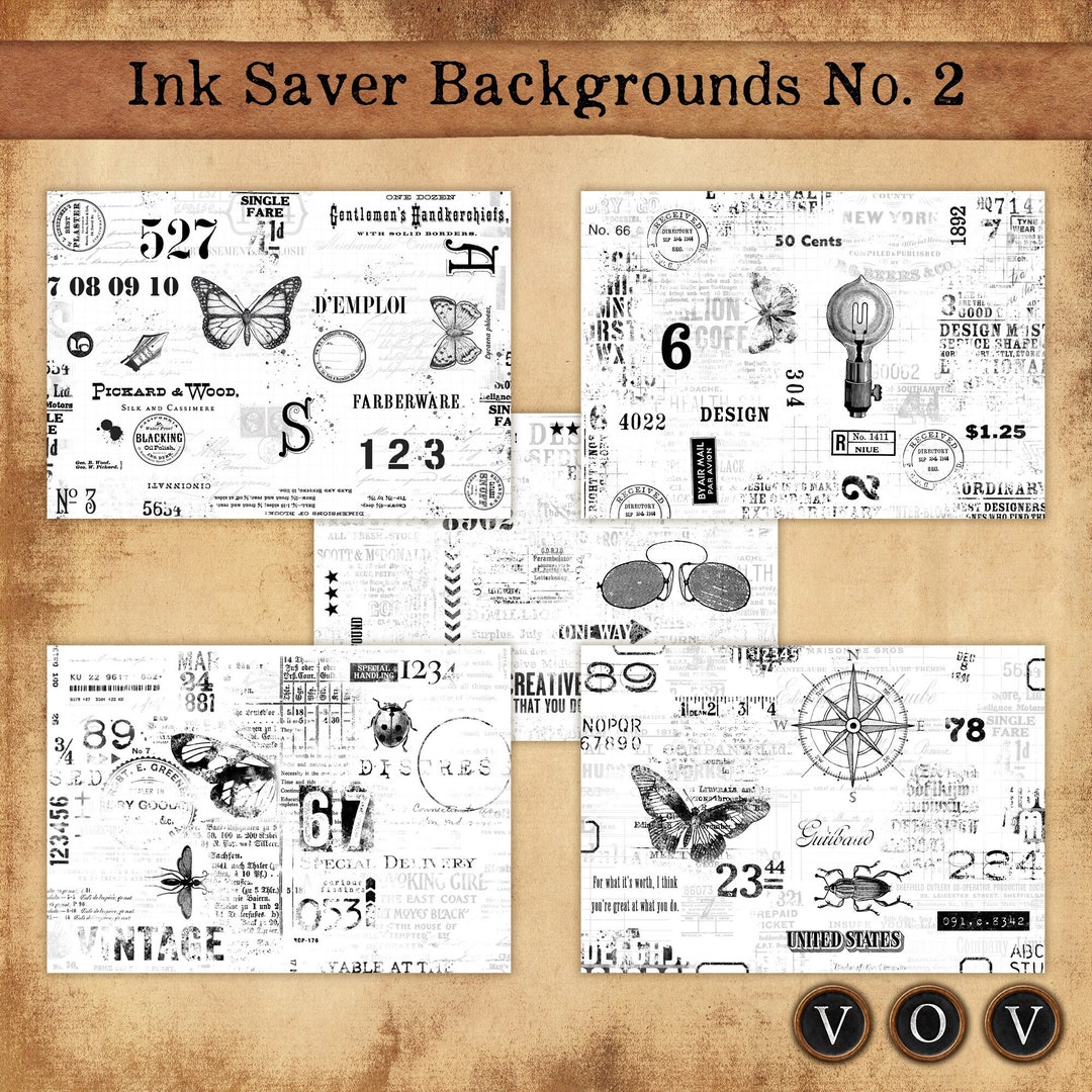 Ink Saver Backgrounds No.2, Printable Stamp Papers, Junk Journaling ...