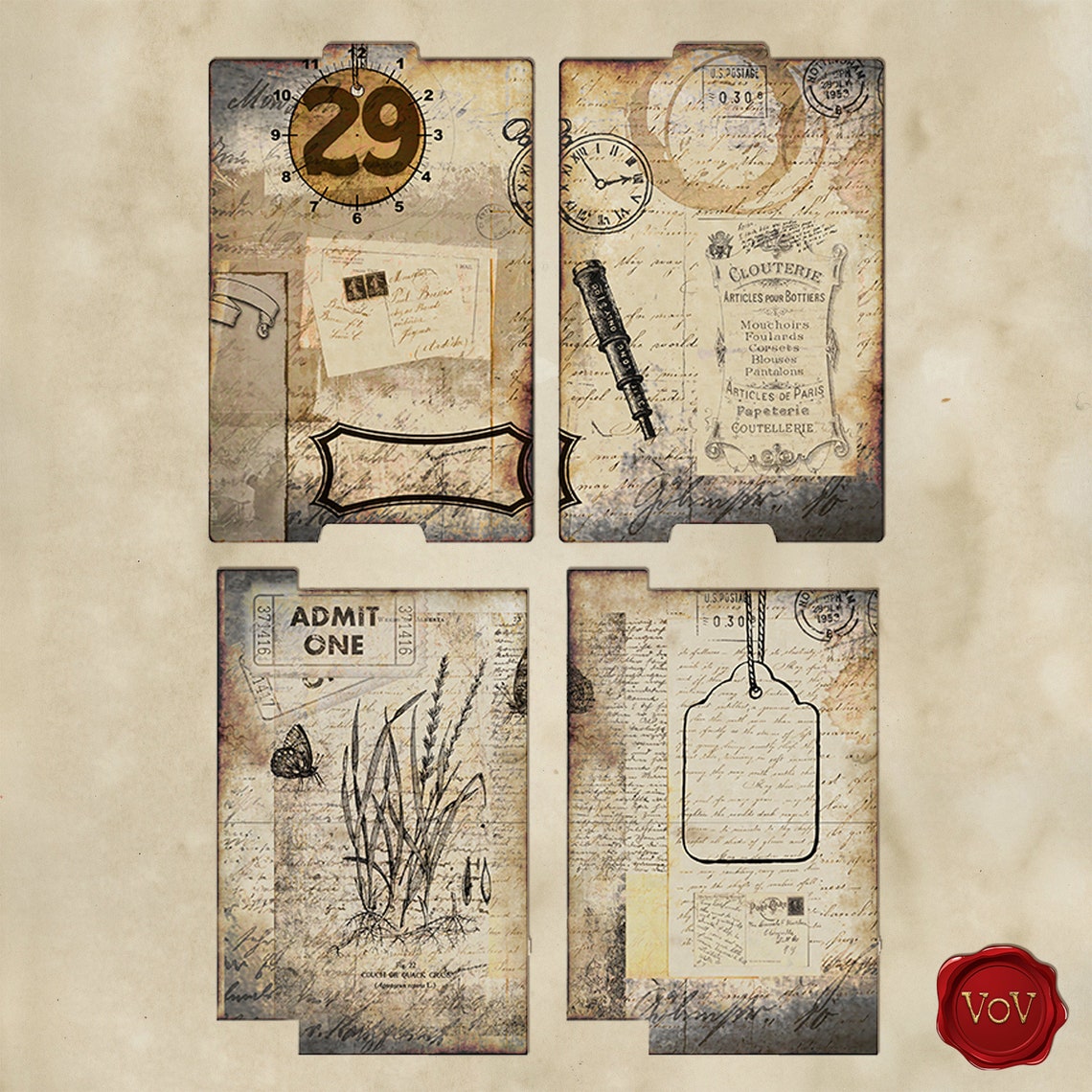 Mini Printable Vintage File Folders and Labels for Junk - Etsy