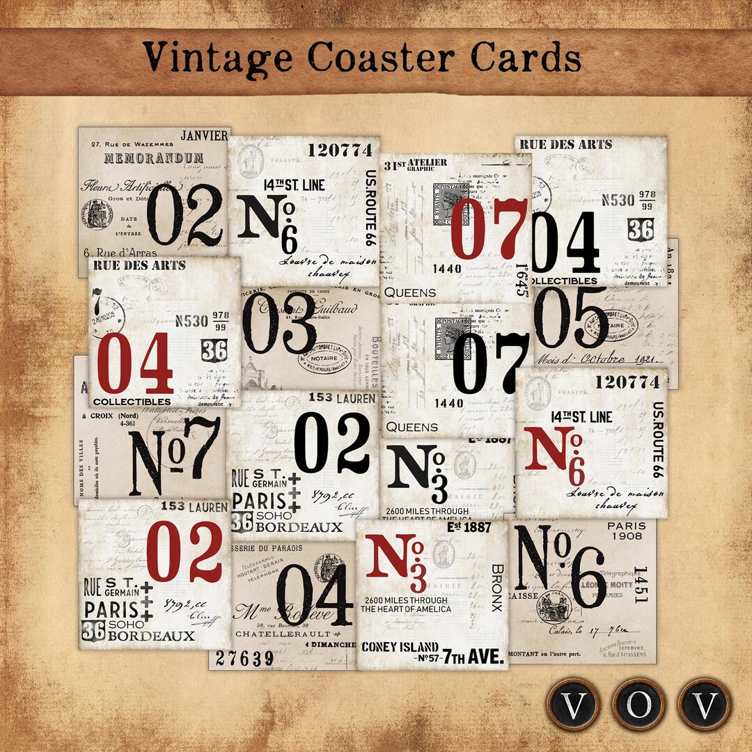 Vintage Coaster Cards, Vintage Journal Cards, Vintage Coasters, 3.5 ...