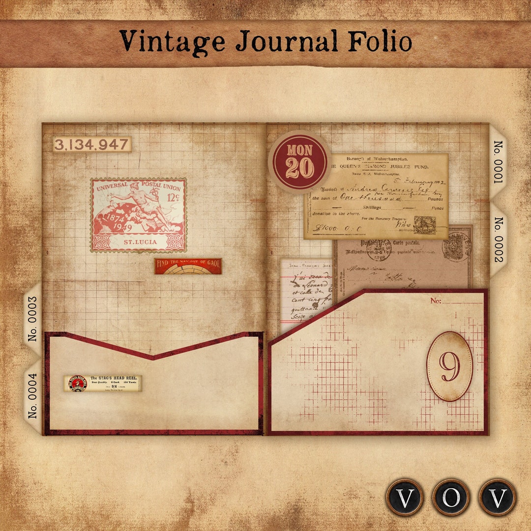 Vintage Journal Folio, Junk Journal Folio, Vintage Grunge Folio ...