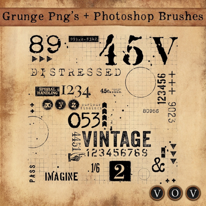 Grunge 1 Png + Photoshop Brushes, Design Resource, Junk Journal Pages ...