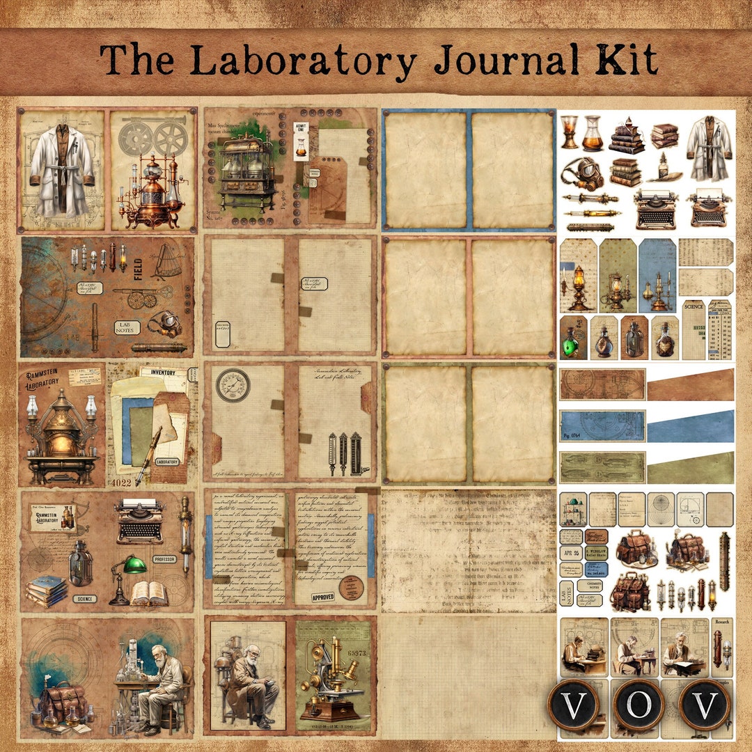 The Laboratory Journal Kit, Junk Journal, Vintage Ephemera, Vintage ...