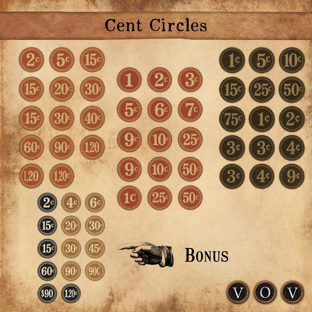Cent Circles—printable Vintage Coin-style Price Tags for Junk Journals ...