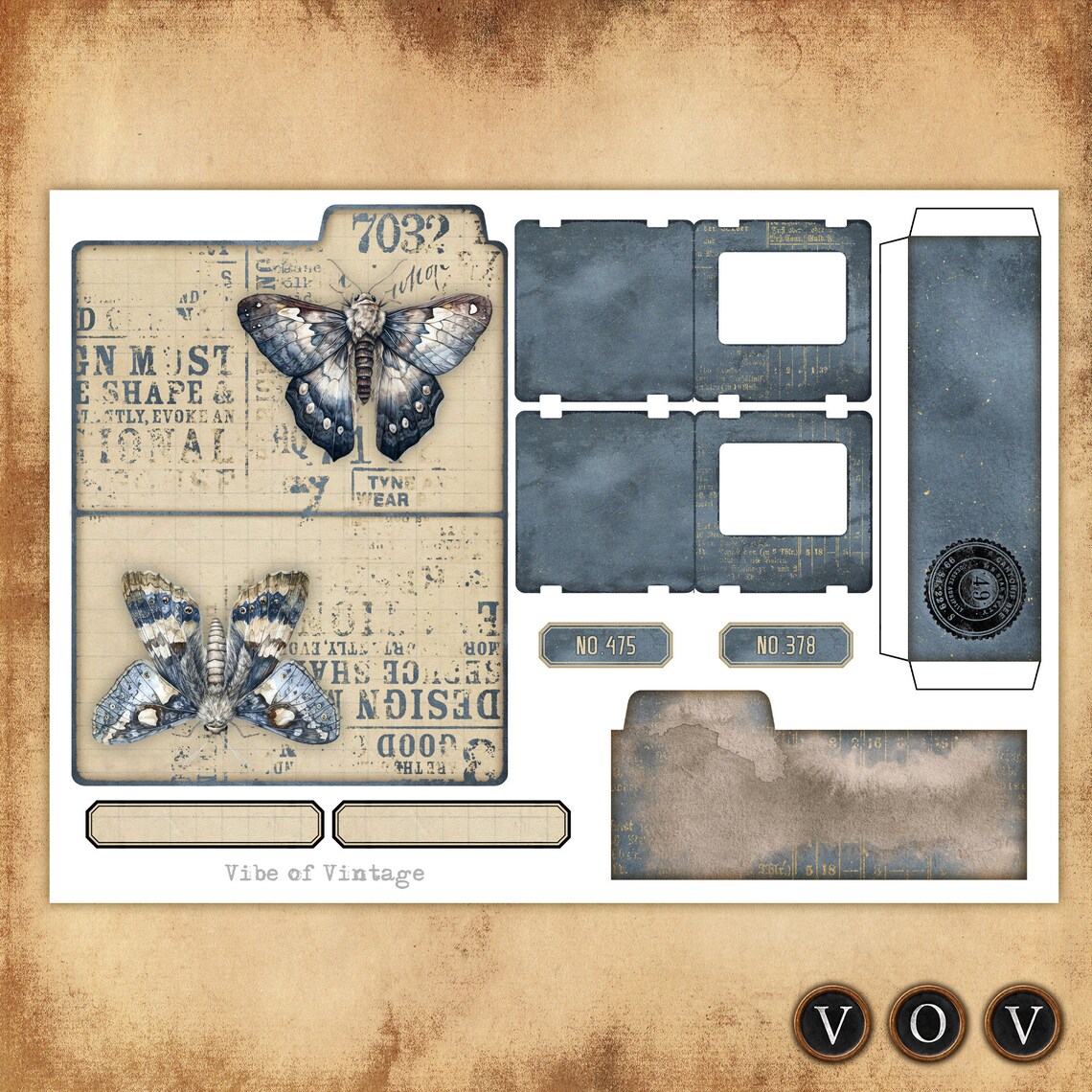 Jeans and Moth Magic File Folder Kit, Junk Journaling File Folders ...
