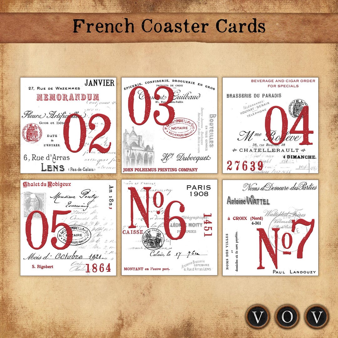 French Coaster Cards, Vintage French Cards 3.5 Inches - Etsy