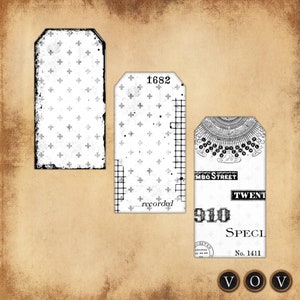 Grungy Ink Saver Tags, Vintage Tags, Tag Set, Set of 6 Vintage Grunge ...