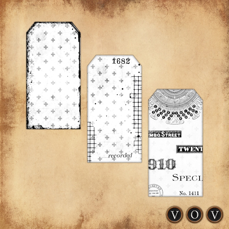 Grungy Ink Saver Tags Vintage Tags Tag Set Set of 6 Vintage - Etsy