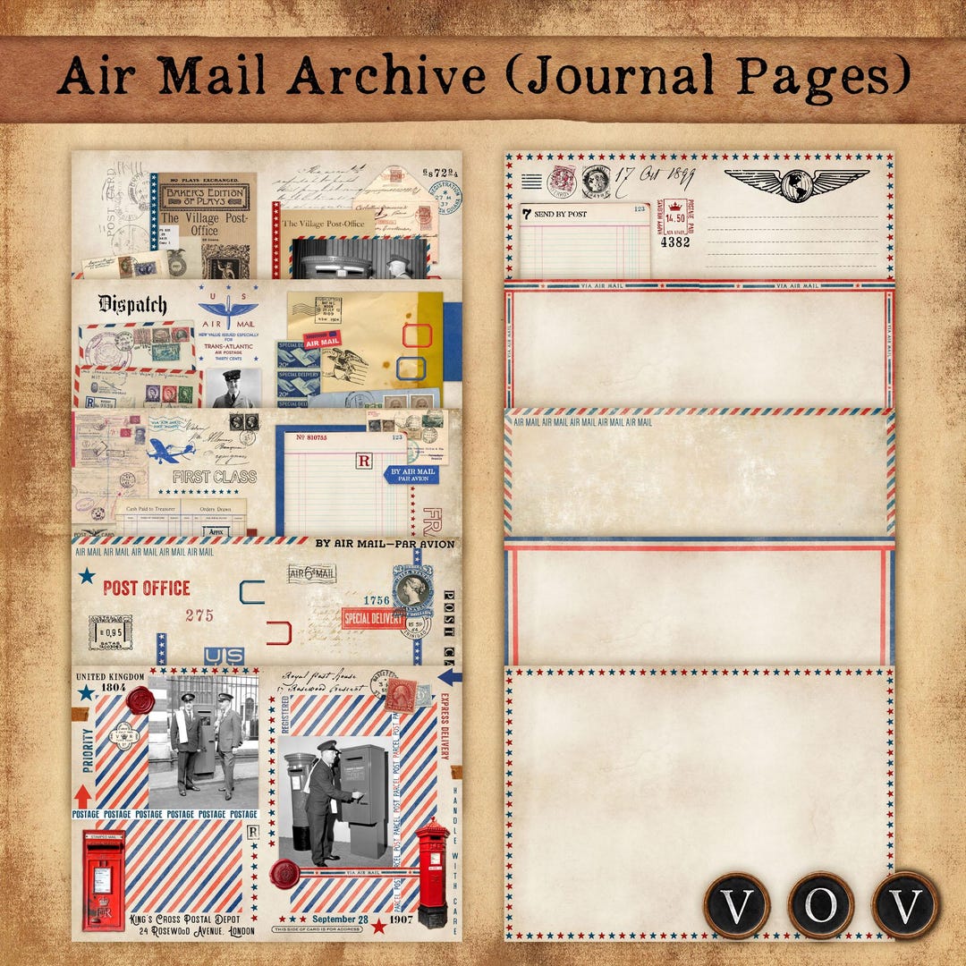 Air Mail Archive Journal Pages, Postal Themed Journal Pages. - Etsy
