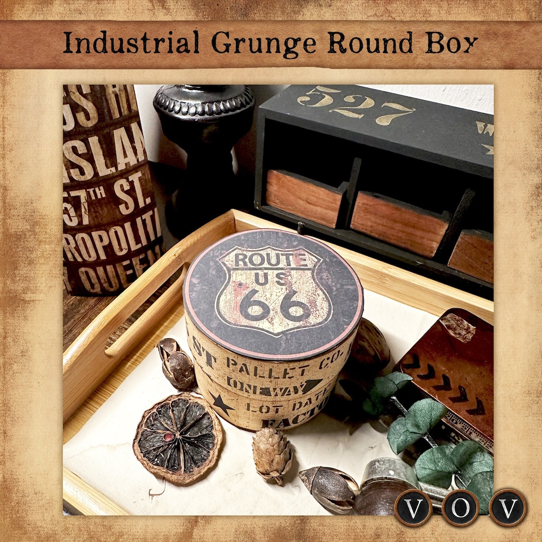 Industrial Grunge Roundbox, Journal Box, Printable Storage Box - Etsy