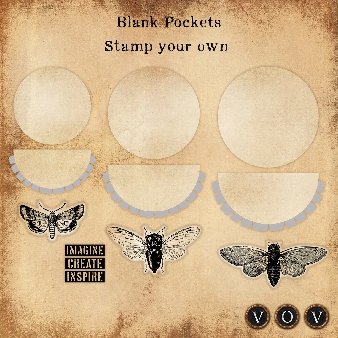 Vintage Circle Pockets for Junk Journals and Other Paper Craft Projects ...