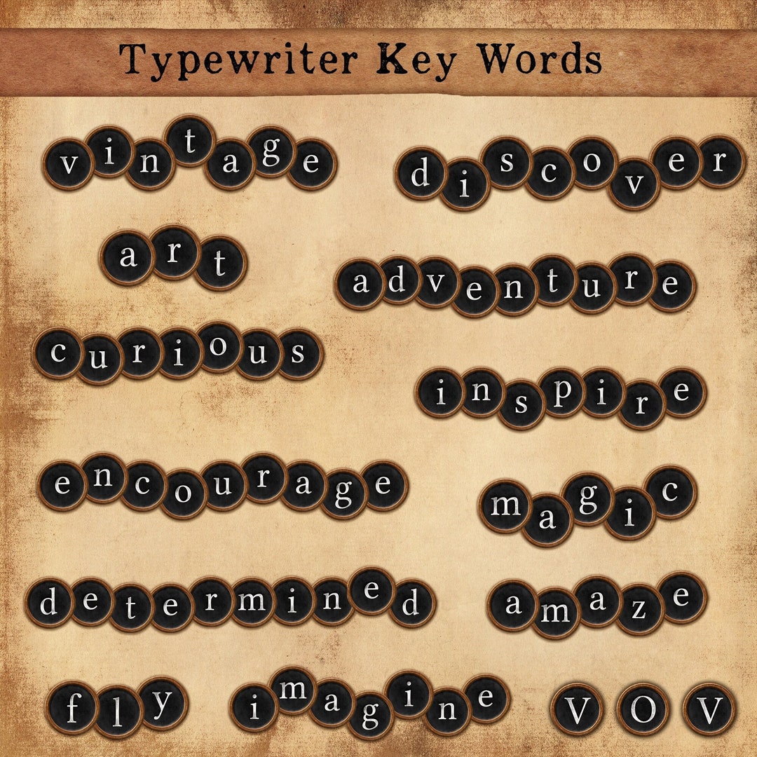 Typewriter Key Words, Fussy Cut, Circle Embellishments for Junk ...