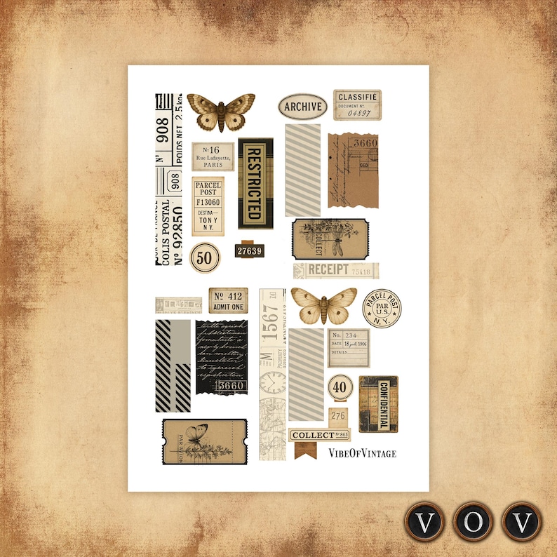 Vintage Ephemera Labels: Junk Journal Collage Set (digital Download) - Etsy