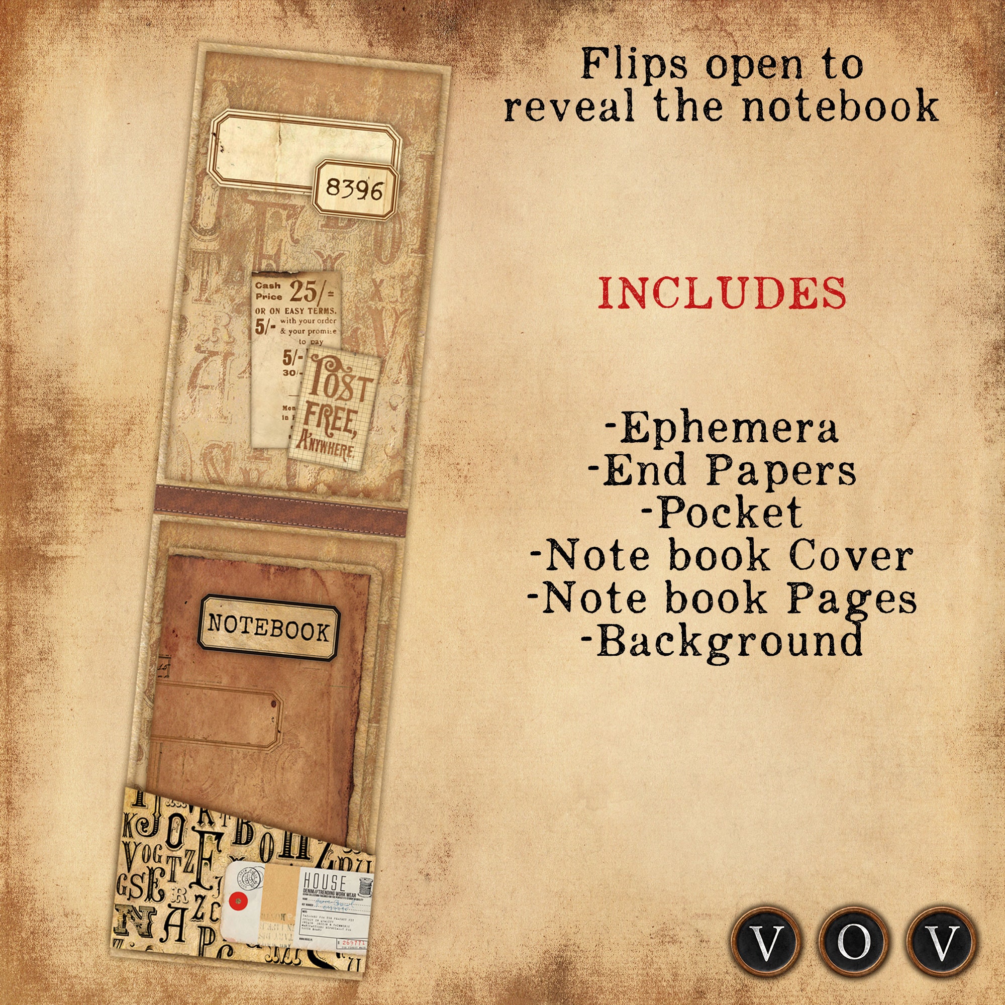 Vintage Pocket Notebook Printable Notebook Pocket Book - Etsy