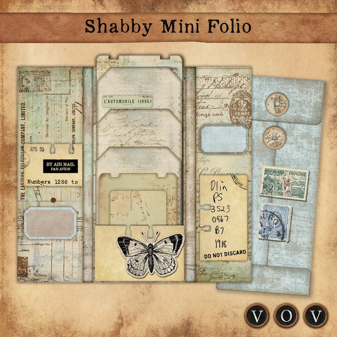 Shabby Mini Folio. Shabby Folio, Rustic Folio, Mini Folio - Etsy