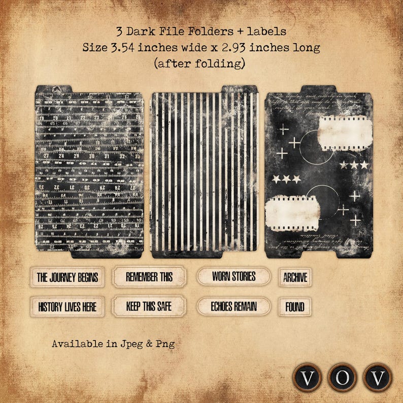 Neutral Grunge Mini File Folder Kit, Vintage Printable Folders With ...