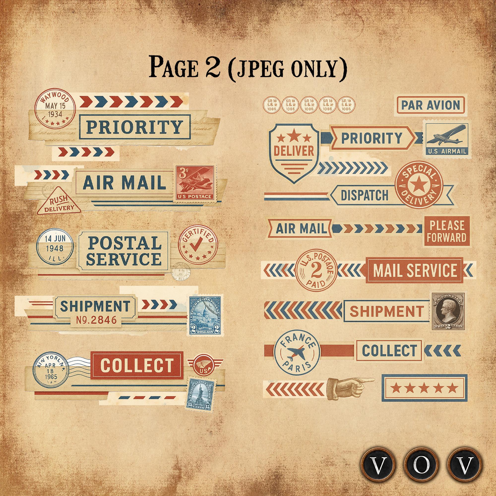 Layered Postal Clusters Kit – Printable Mail Ephemera Strips for Junk ...