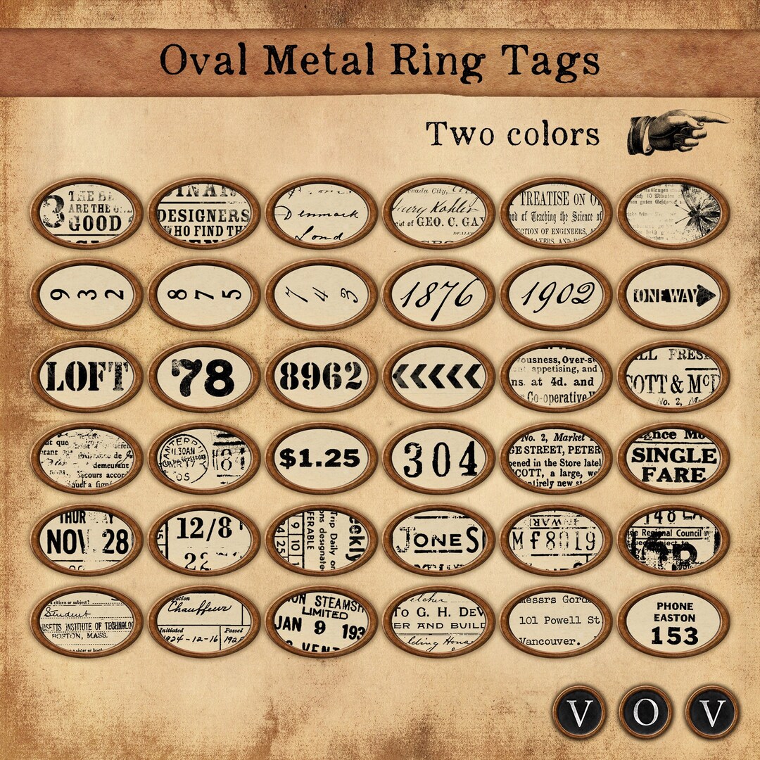 Oval Metal Ring Tags, Fussy Cut, Circle Embellishments for Junk ...