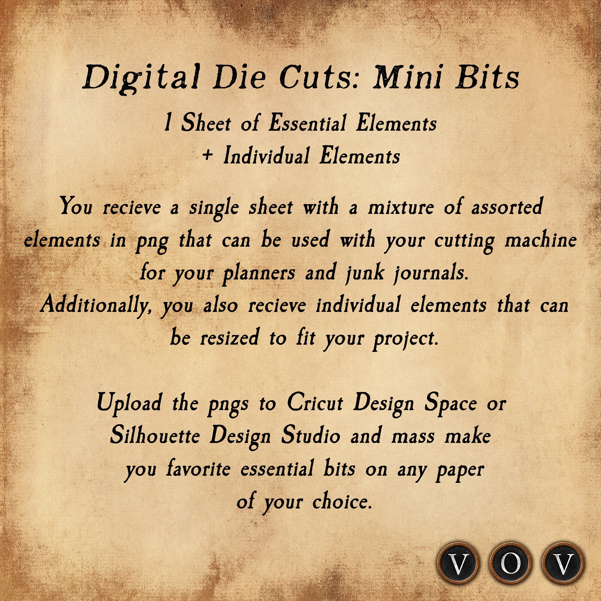 Digital Die Cuts: Mini Bits, Cricut Cut Files, Journal Embellishments ...